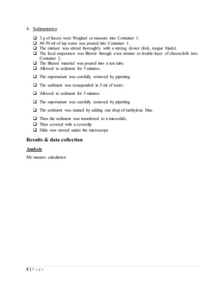 Fecal examination lab report | DOCX