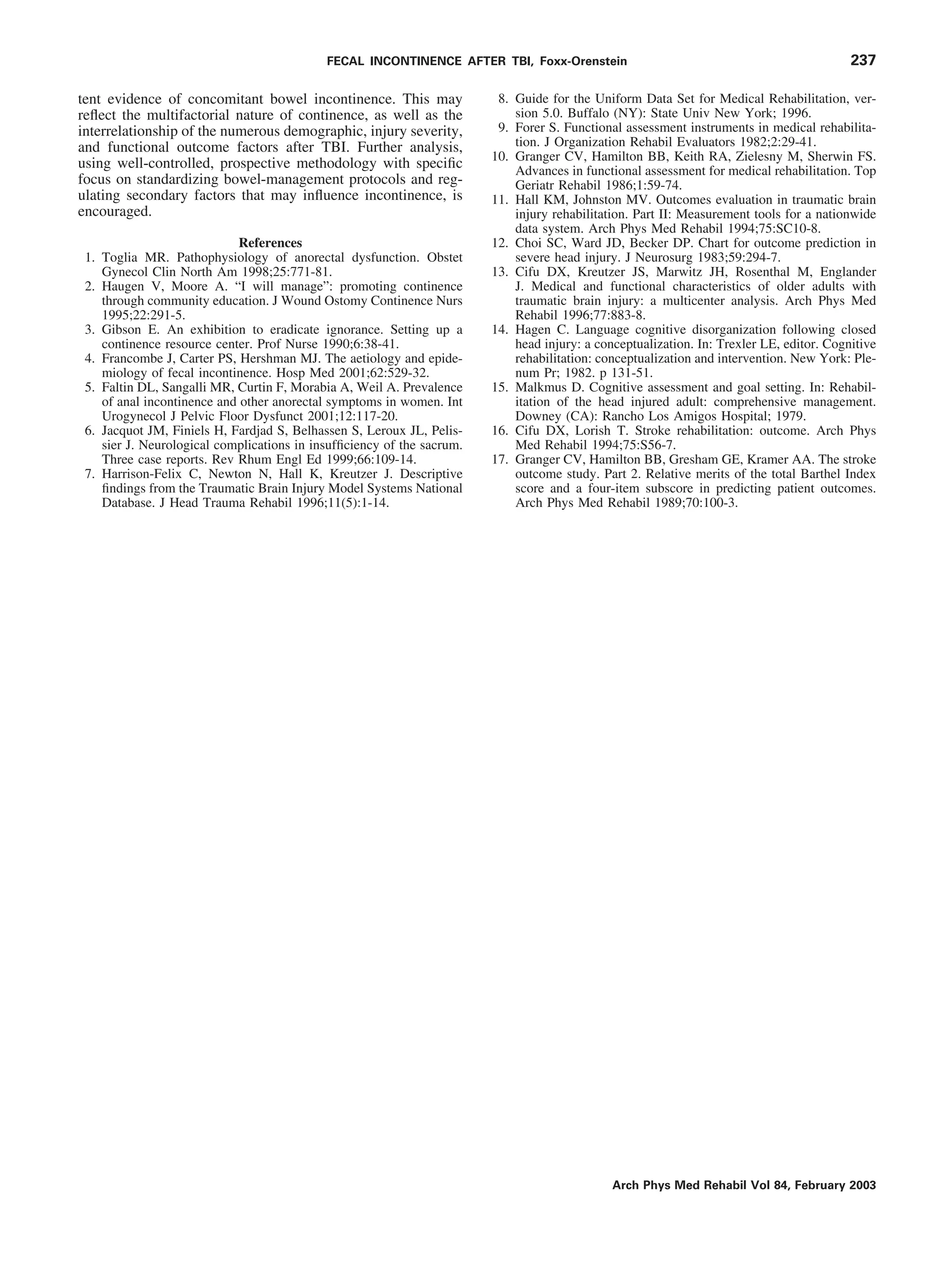 Fecal incontinence after acute brain injury | PDF