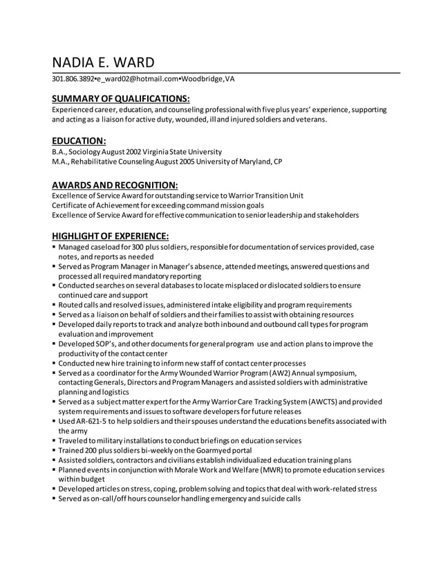 Nadia Ward | DOCX | Educational Assessment | Education