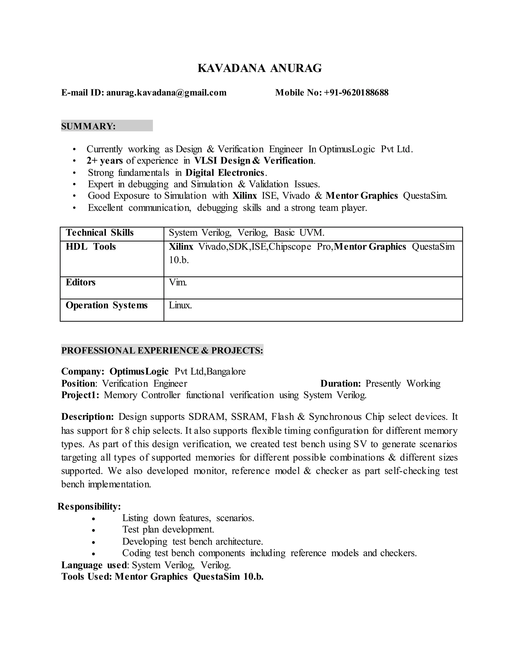 Resume_Anurag_Design_Verification_2+_yrs | DOCX