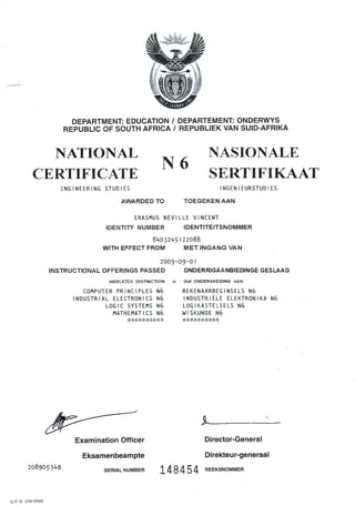 N6 Certificate | PDF
