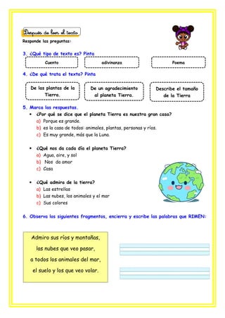 FECHA CIVICA FICHA GRACIAS PLANETA TIERRA MAESTRAS DE PRIMARIA DEL PERU ...