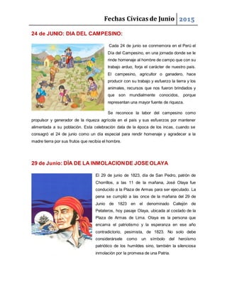 Fechas cívicas de Junio en el Perú | DOCX