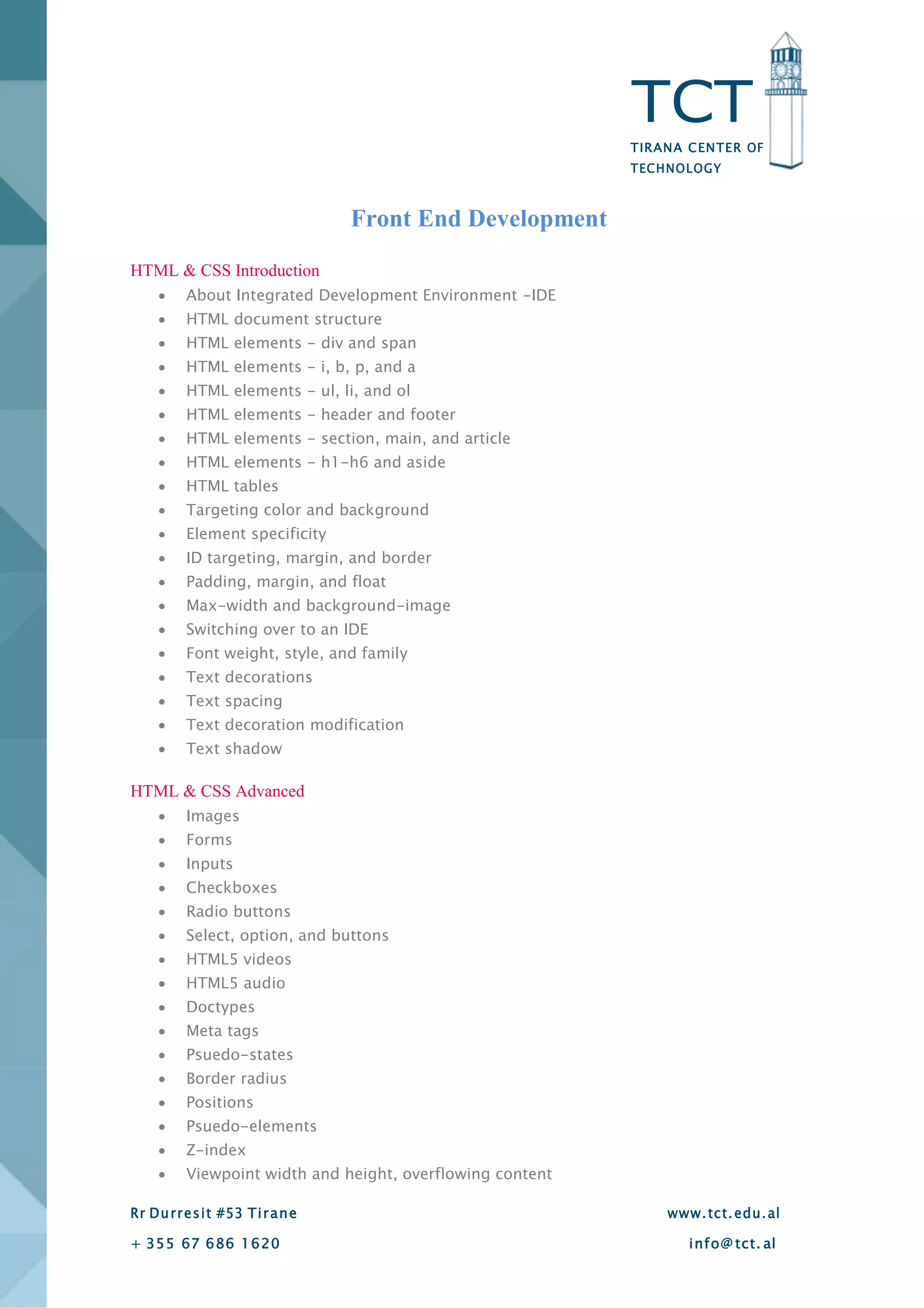 Kurs Front End Development | PDF