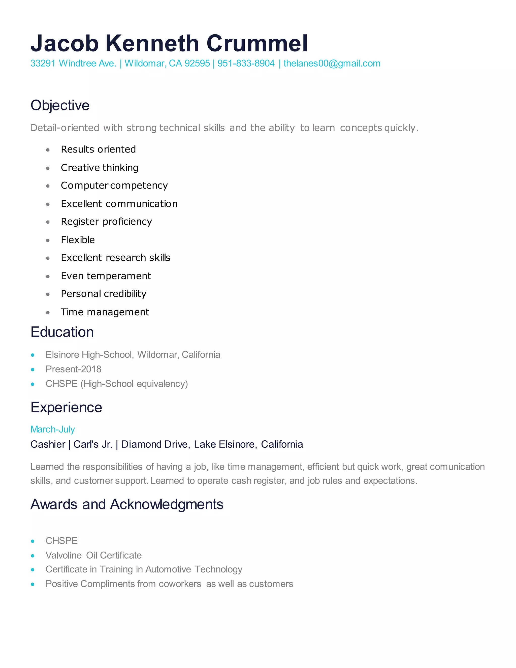 Jacob's Resume | DOCX