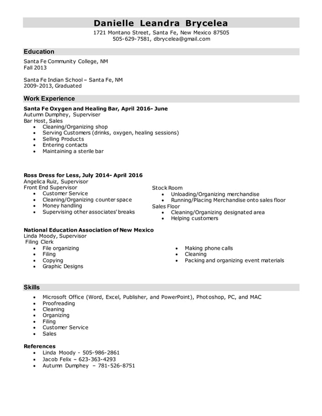 Danielle Leandra Brycelea Resume | PDF