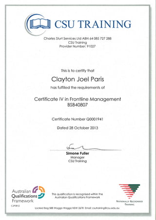 Certificate IV Frontline Management | PDF