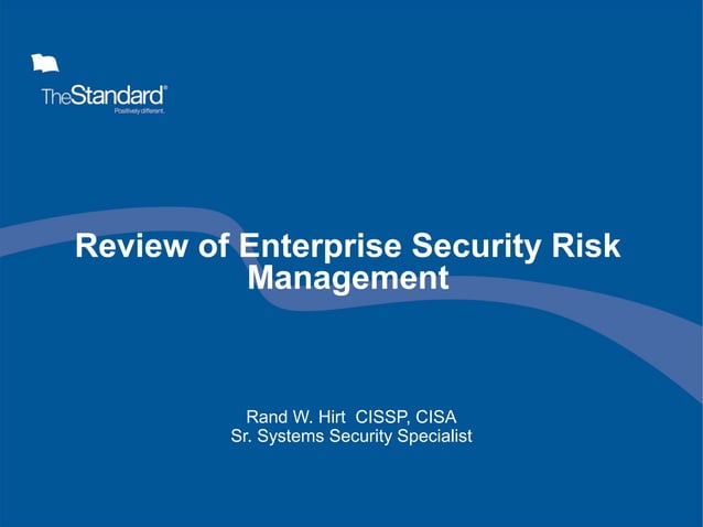 Review of Enterprise Security Risk Management | PPT | Business ...