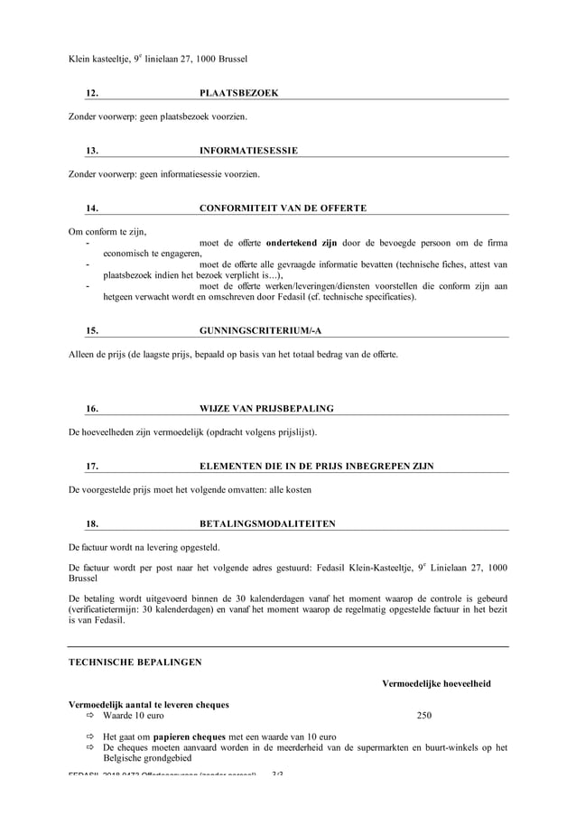 Fedasil bestelt maaltijdcheques voor Klein Kasteeltje | PDF