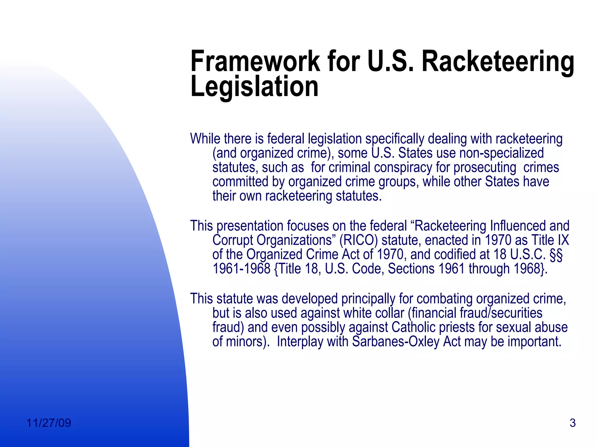Civil RICO - Racketeer Influenced and Corruption Organizations Act | PPT