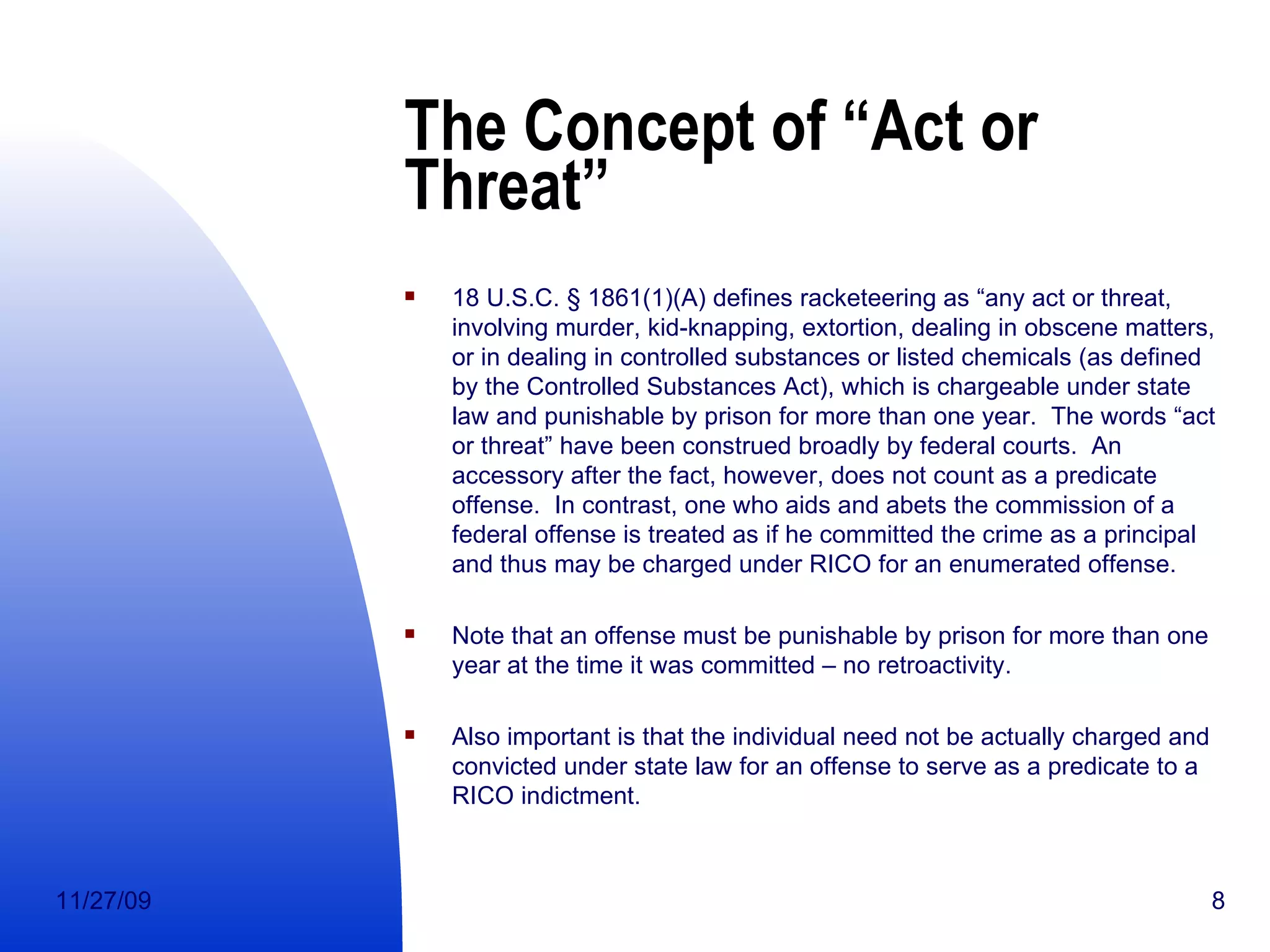 Civil RICO - Racketeer Influenced and Corruption Organizations Act | PPT