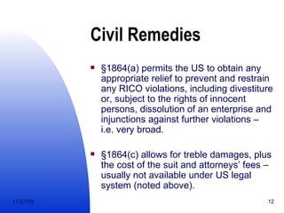 Civil RICO - Racketeer Influenced and Corruption Organizations Act | PPT