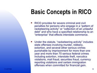 Civil RICO - Racketeer Influenced and Corruption Organizations Act | PPT