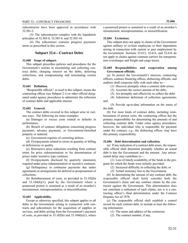 Federal acquisition regulation contrat finance | PDF