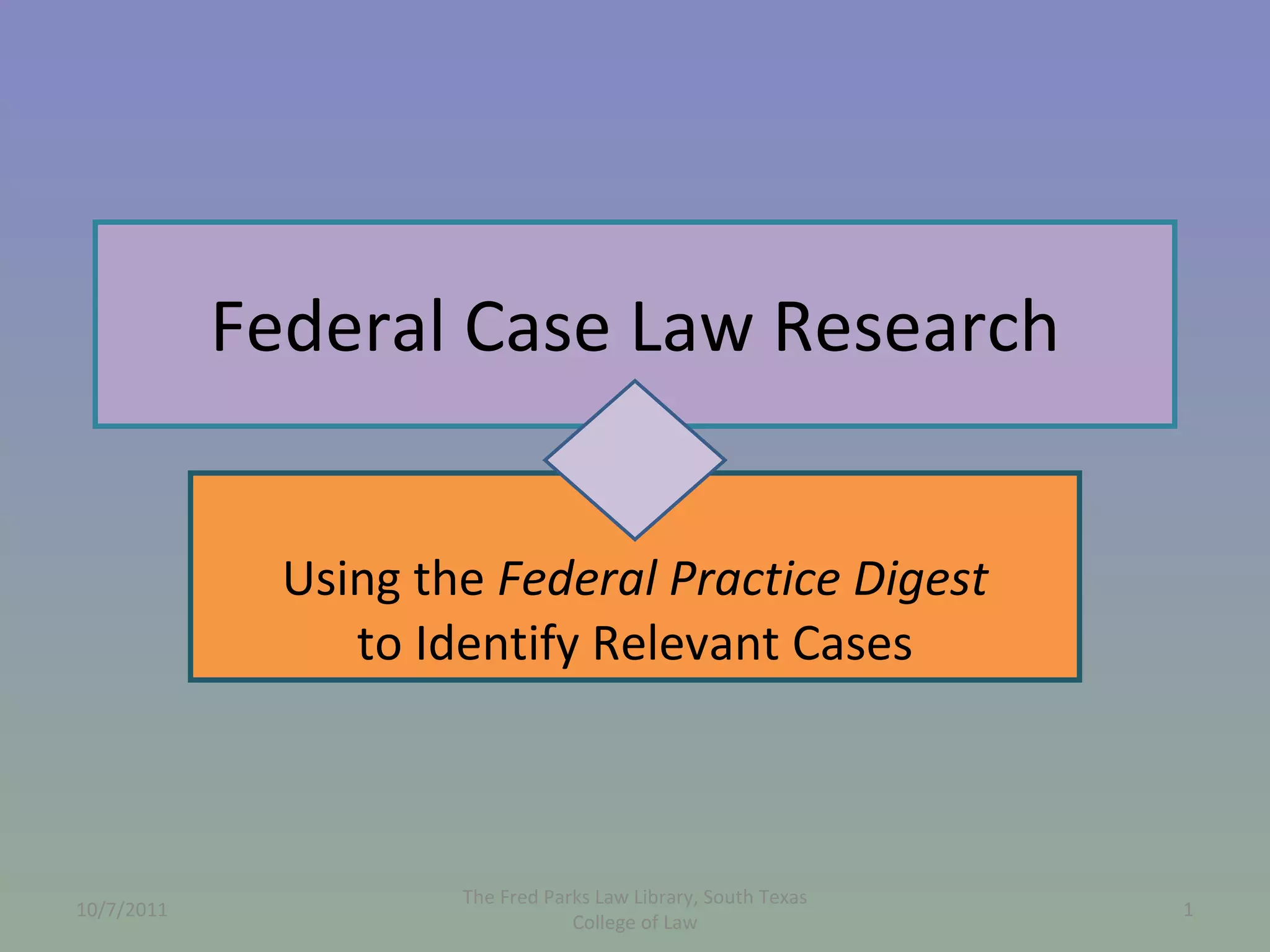 Federal case law research flowchart | PPT