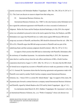 Federal Court Denying Motion by Satish Vuppalapati, Madhavi Vuppalapati ...