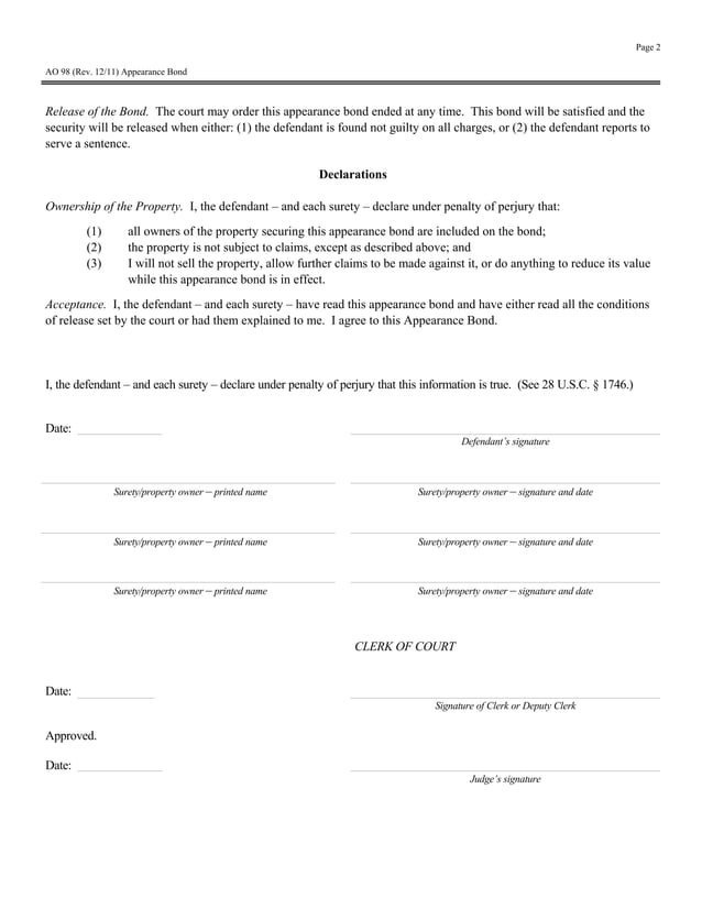 Personal Recognizance Bond | PDF | Law