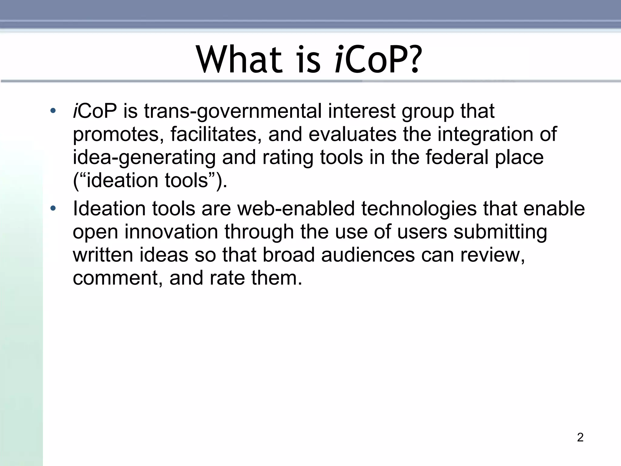 Federal Ideation Community of Practice (iCoP) | PPT