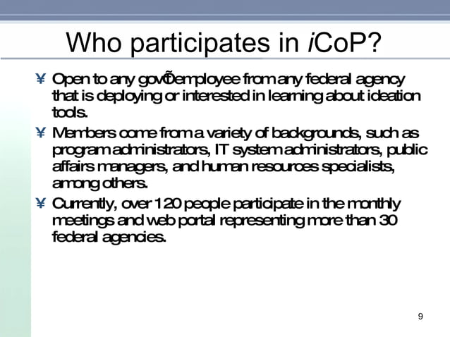 Federal Ideation Community of Practice (iCoP) | PPT
