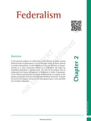 Federalism CBSE class 10. Simplified Critical Points | PDF