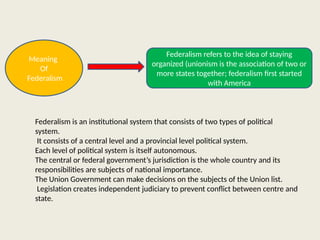 FEDERALISM IN INDIAN CONSTITUTAND POWER SHARINGION | PPT