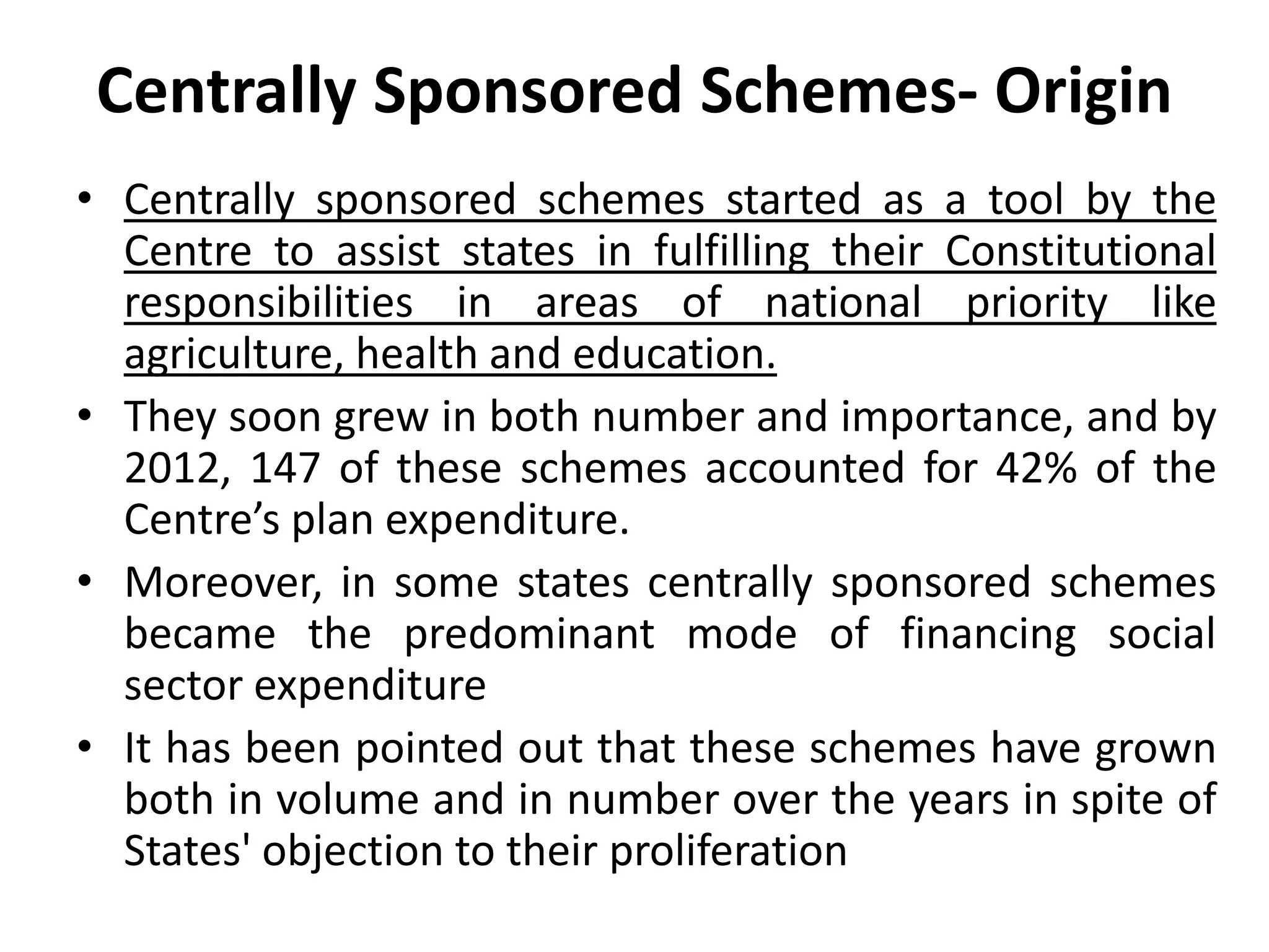 Federalism and issues of centrally sponsored schemes | PPTX