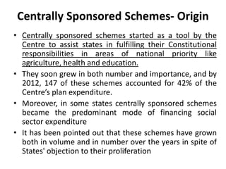 Federalism and issues of centrally sponsored schemes | PPTX