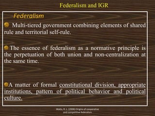 Federalism and models of Intergovernmental relation | PPTX