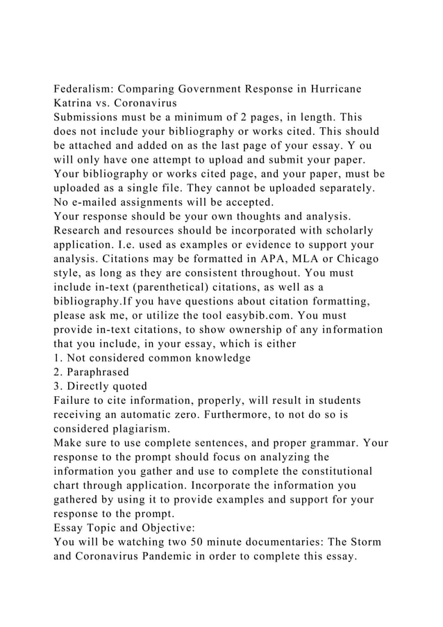 Federalism Comparing Government Response in Hurricane Katrina vs..docx