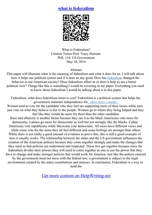 Federalism Essay | PDF