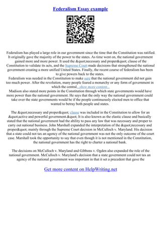 Federalism Essay | PDF