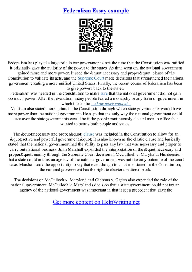 Federalism Essay | PDF