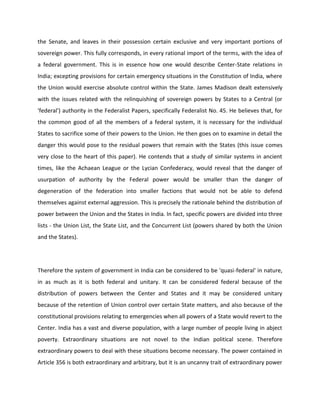 Federalism in india | DOCX