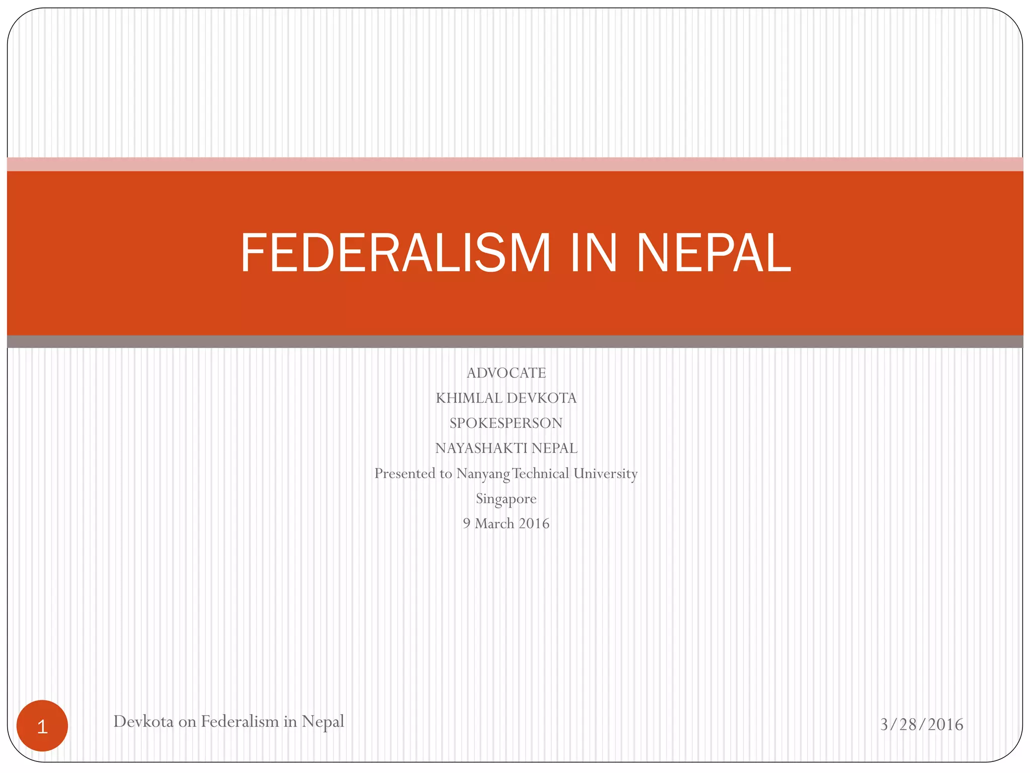 Federalism in Nepal by Khimlal Devkota | PDF