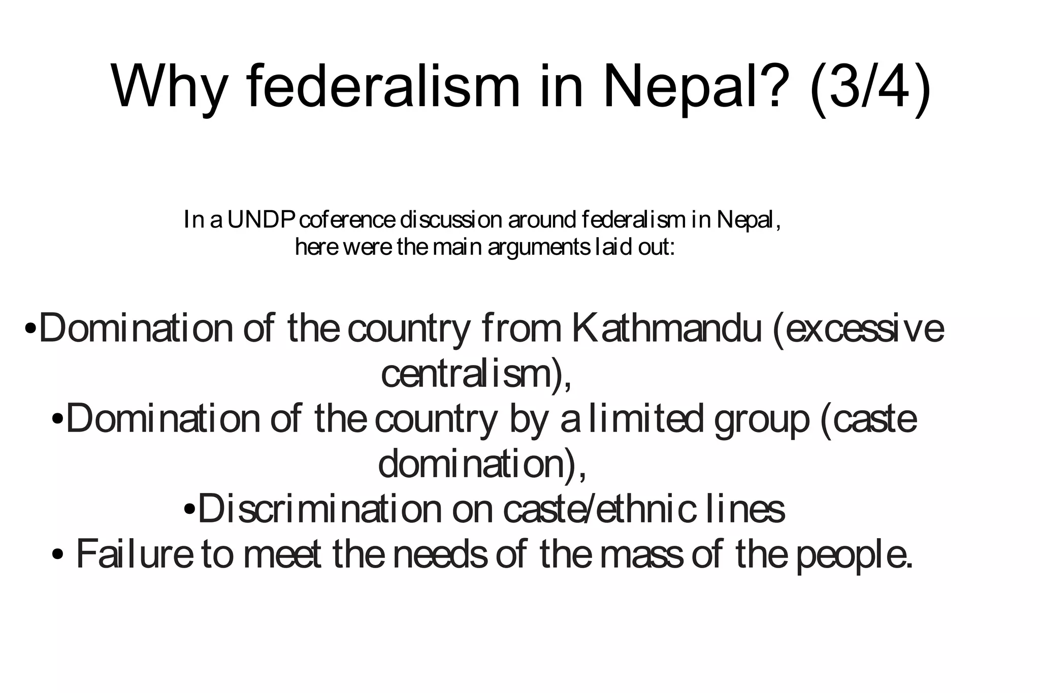 Federalism in Nepal, 3/20 presentation by Prabhas | PDF