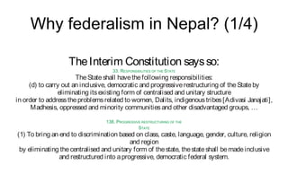 Federalism in Nepal, 3/20 presentation by Prabhas | PDF