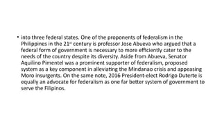 FEDERALISM IN THE PHILIPPINES.by odingptx | PPTX