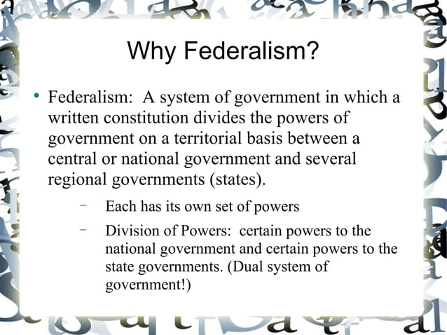 Federalism the division of power | PPT | Political Issues & policy ...