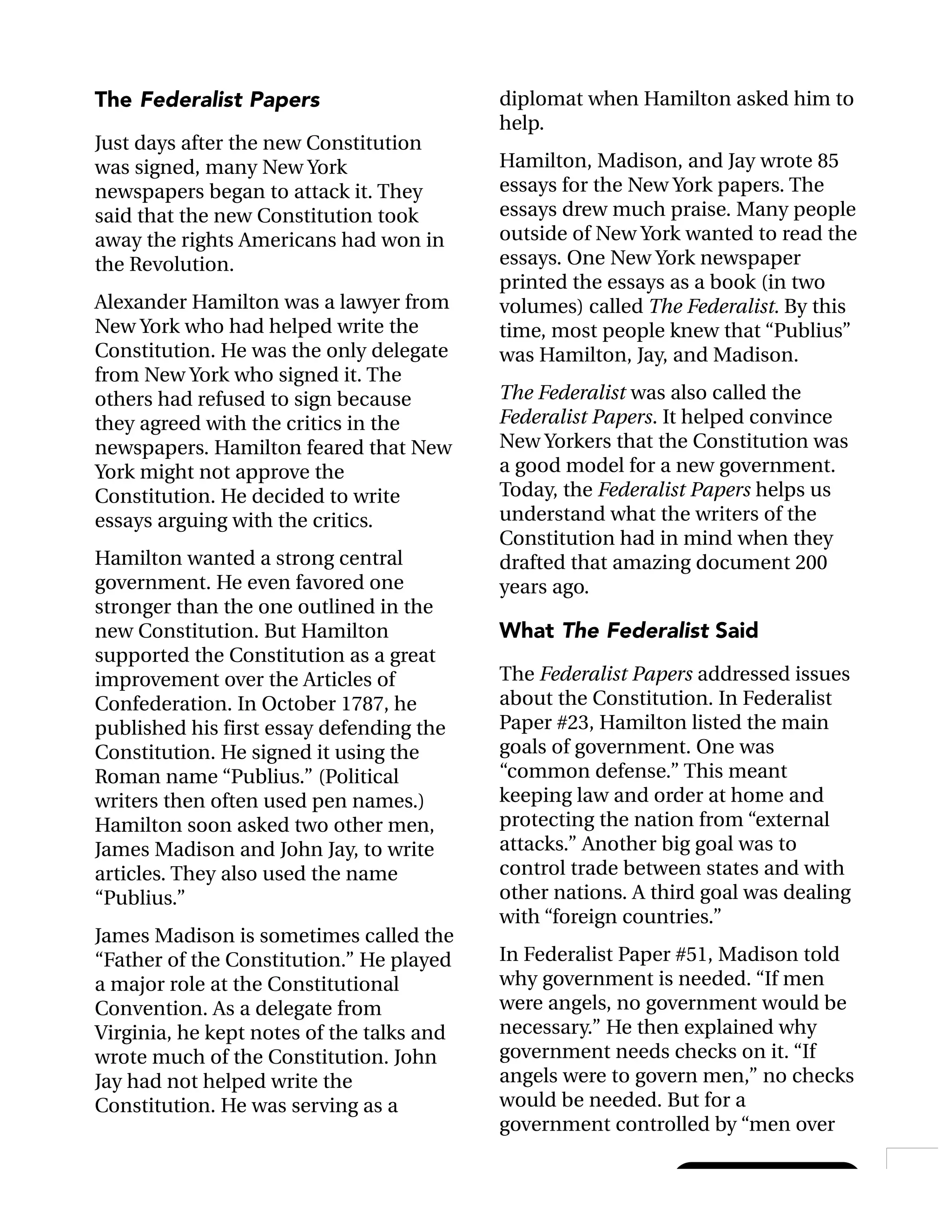 Federalist papers lesson plan student copy | PDF