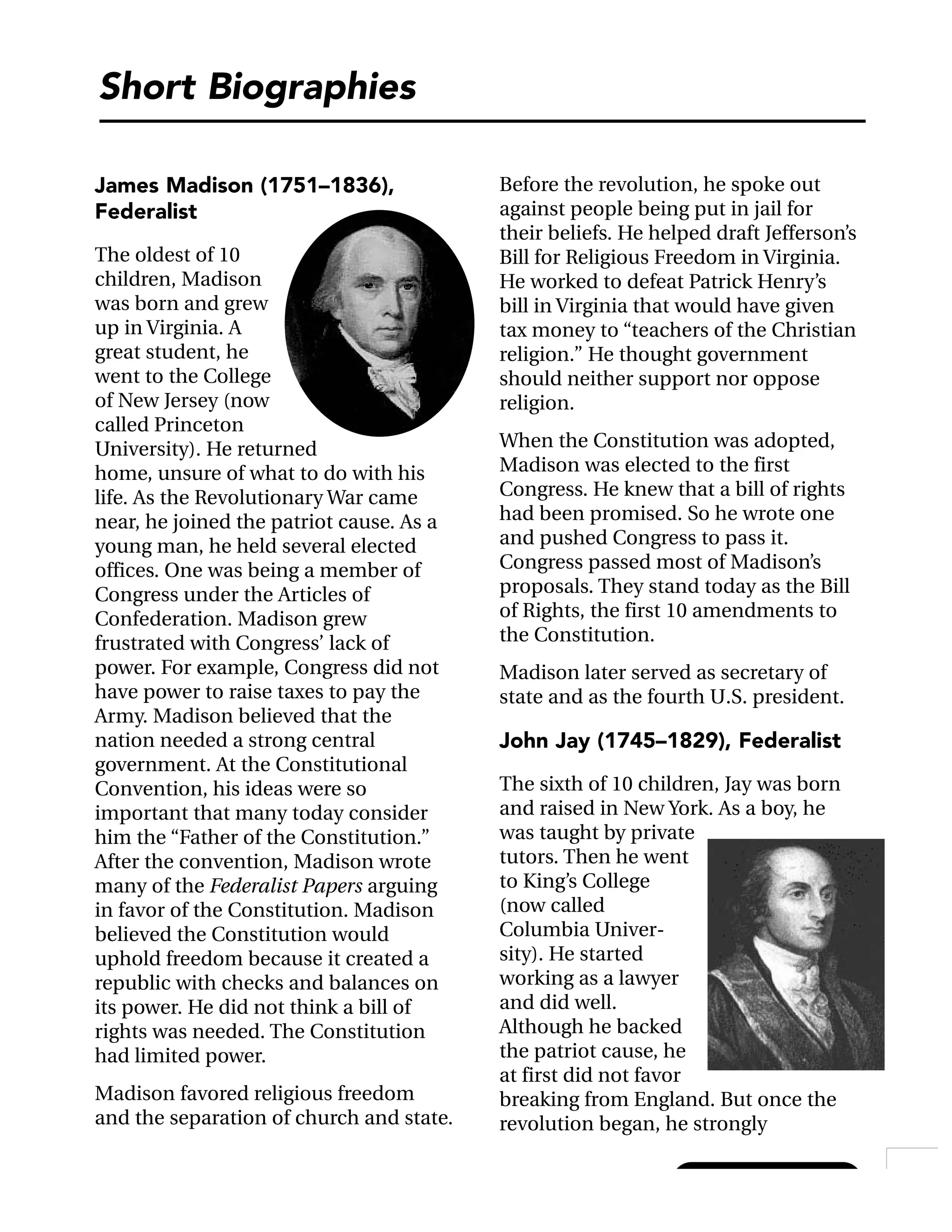 Federalist papers lesson plan student copy | PDF
