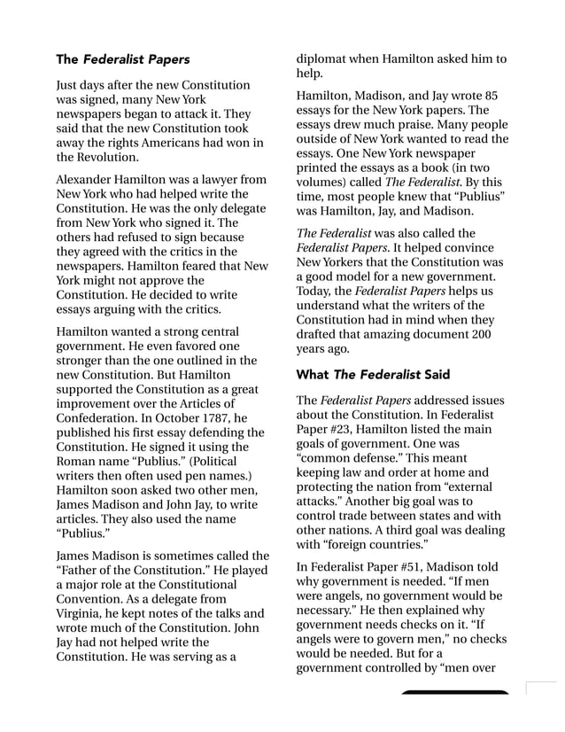 Federalist papers lesson plan student copy | PDF