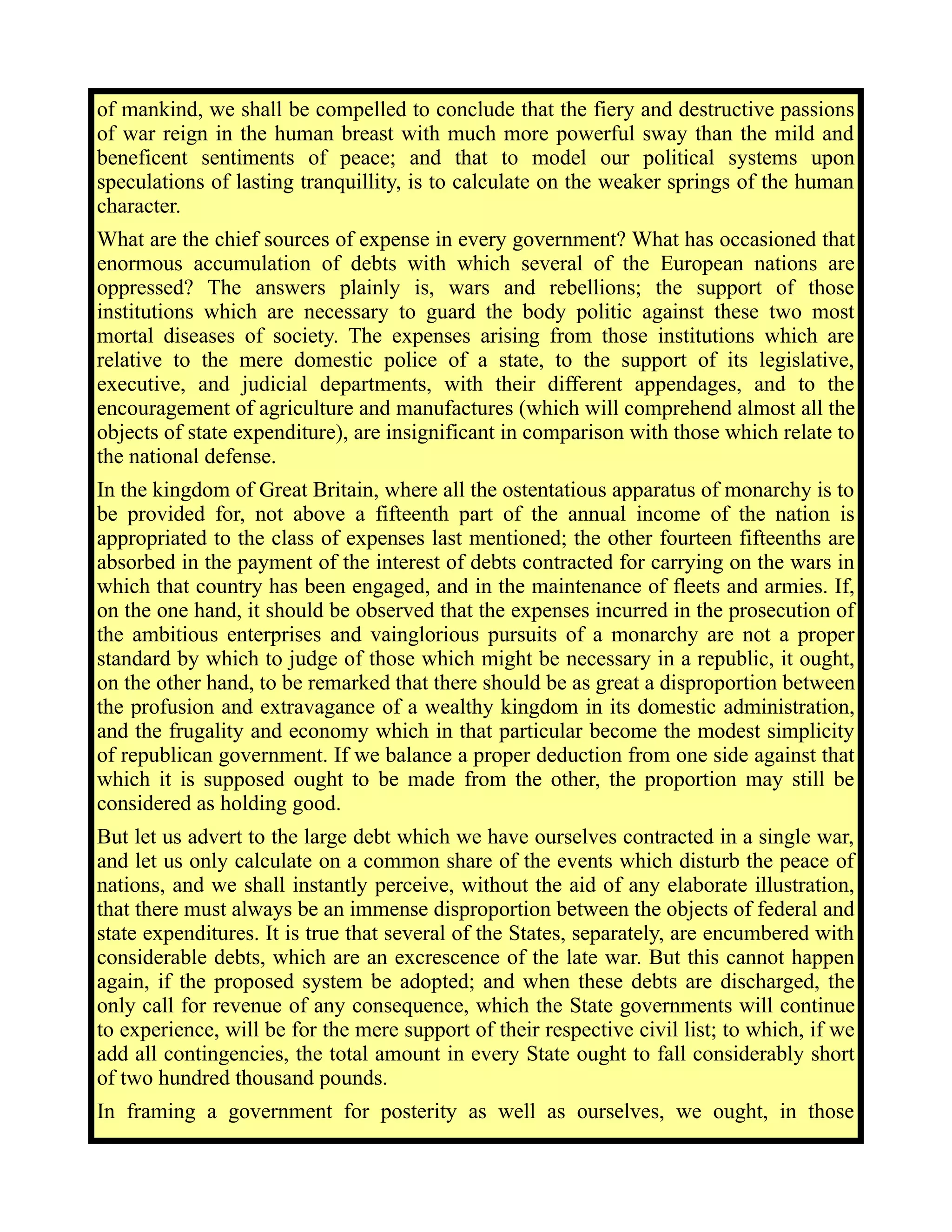 Federalist Papers No 34, Power of Taxation, cont. | PDF
