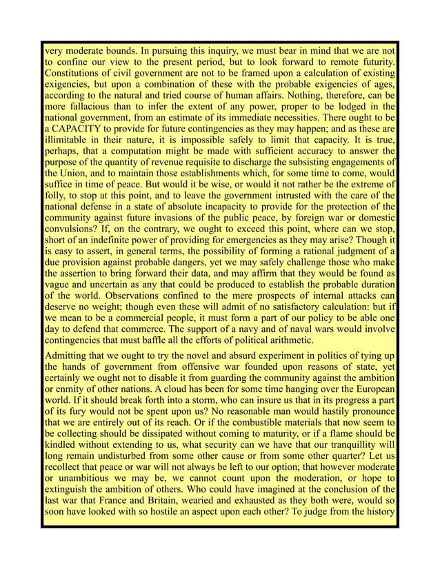 Federalist Papers No 34, Power of Taxation, cont. | PDF