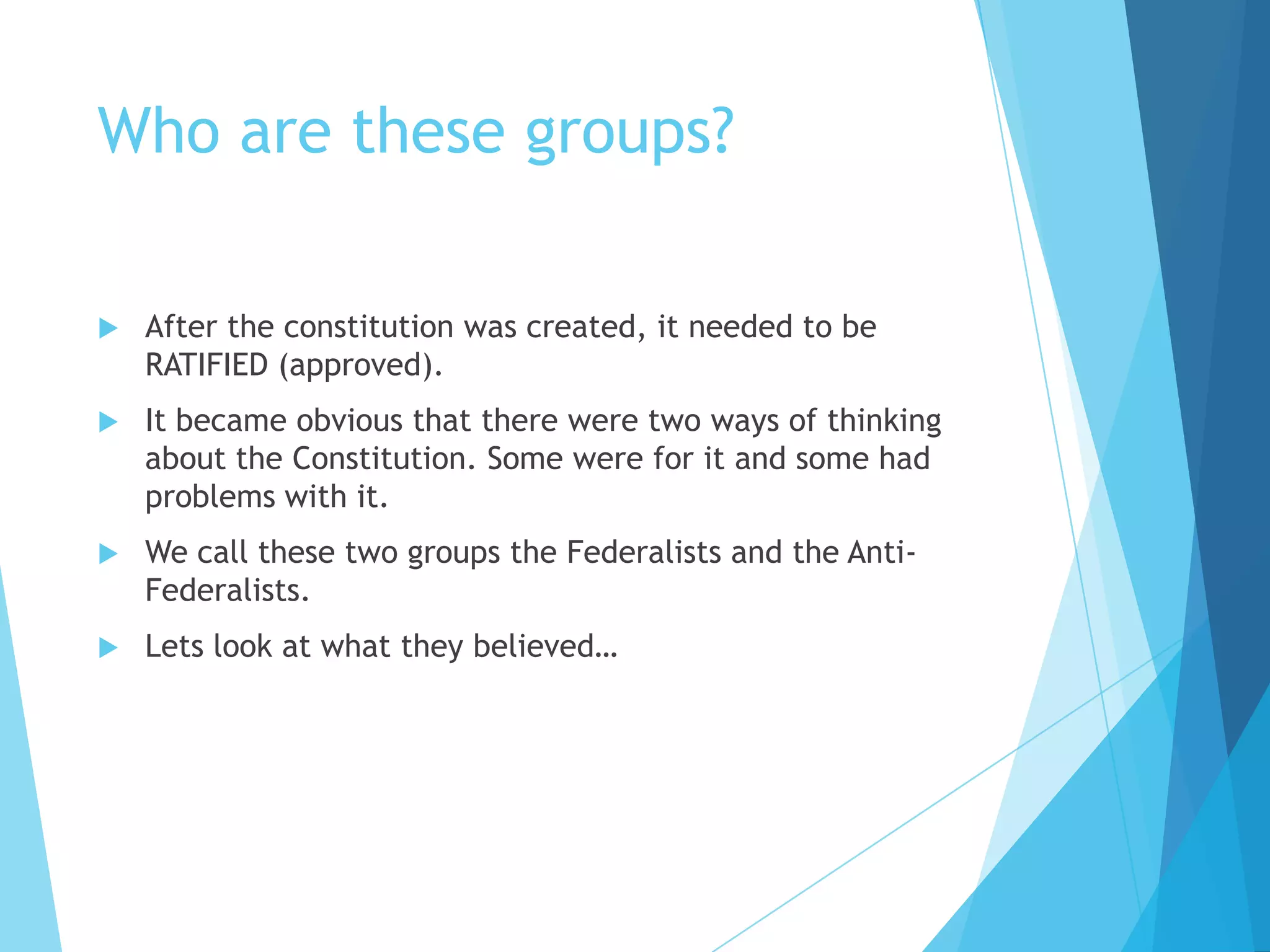 Federalists / Anti-Federalists | PPT