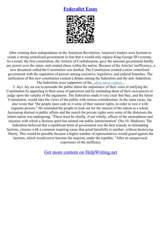 Federalists Essays | PDF