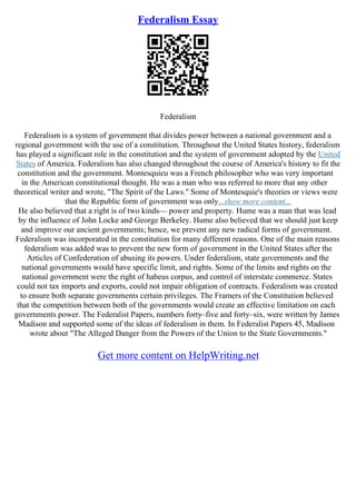 Federalists Essays | PDF