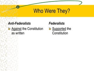 Federalists vs. anti federalists | PPTX