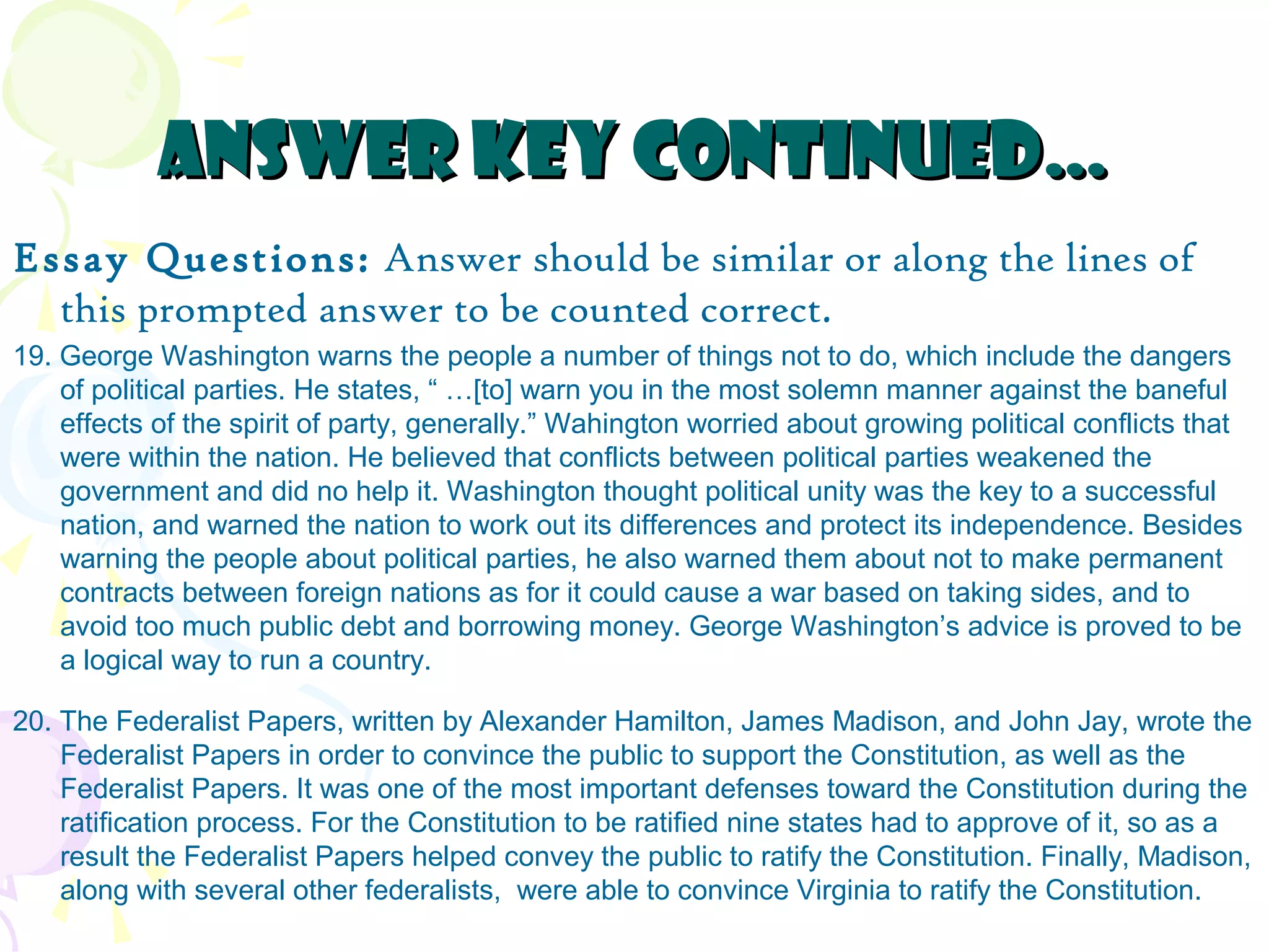 Federalists vs. Republicans | PPT