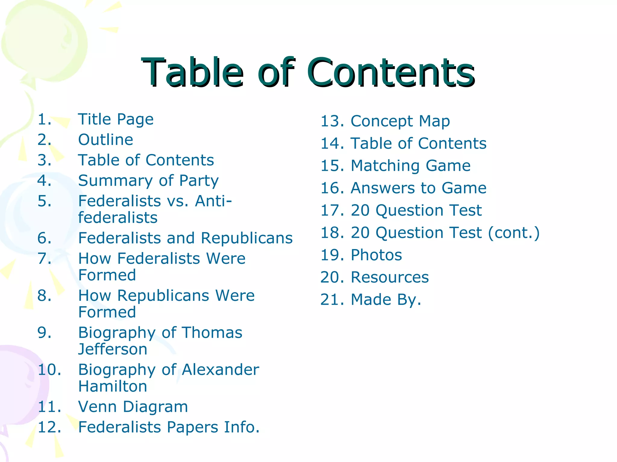 Federalists vs. Republicans | PPT