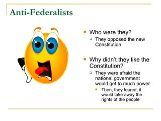 Federalists Vs. Anti Federalists Chart | PPT